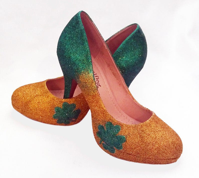 Glitter Heels / Ombre Heels / St. Patrick's Day Pumps / - Etsy