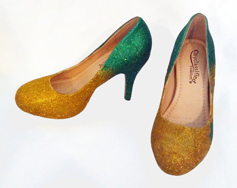 Glitter Heels / Ombre Heels / St. Patrick's Day Pumps / - Etsy