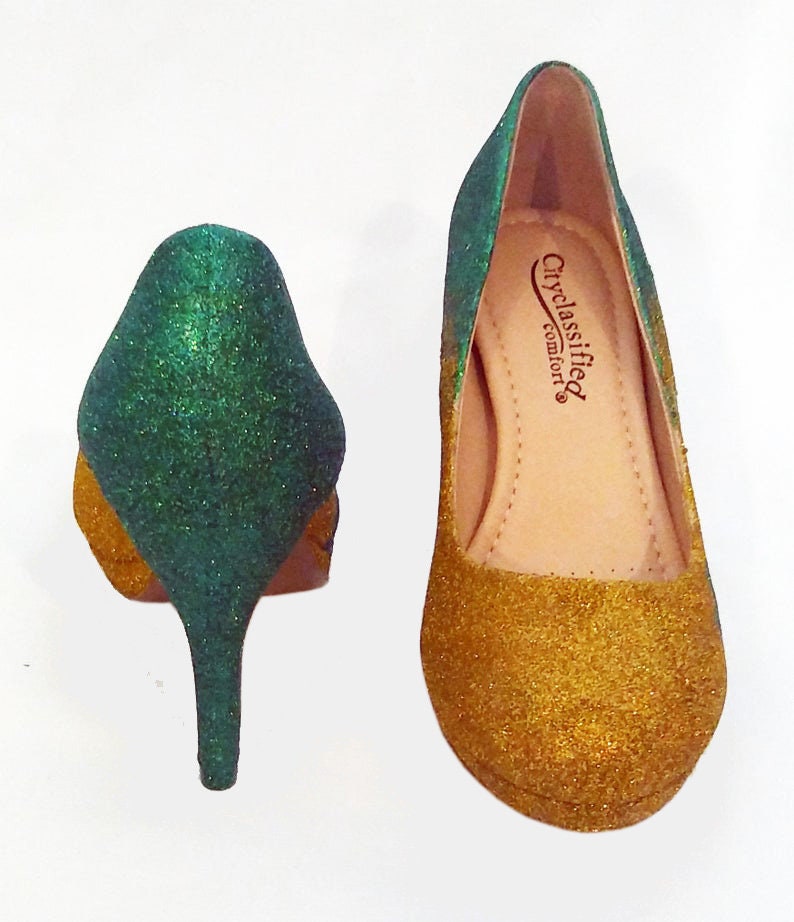 Glitter Heels / Ombre Heels / St. Patrick's Day Pumps / - Etsy