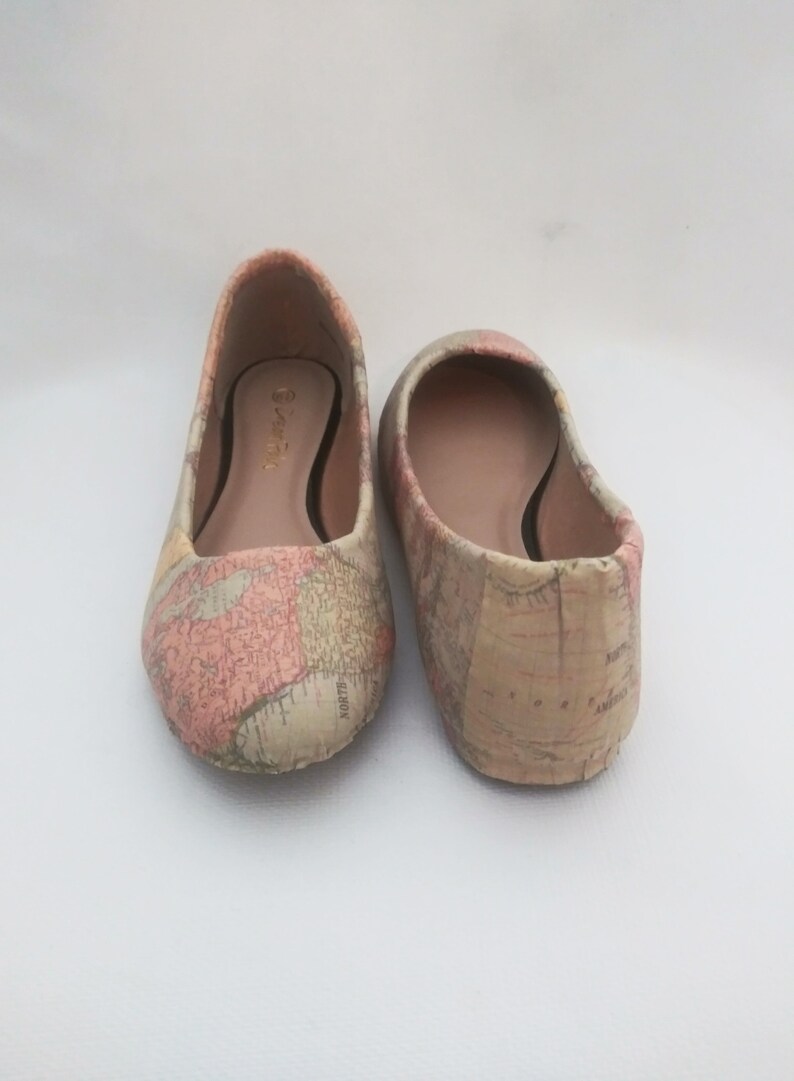 Decoupage World Map Shoes / Map Flats / Women's Decoupage | Etsy