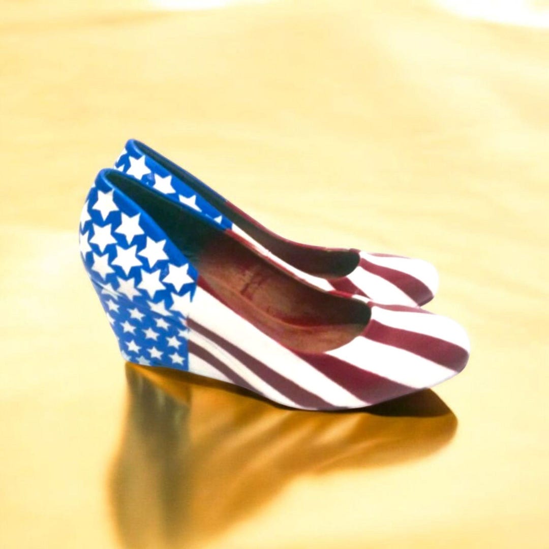 American Flag Heels: Patriotic 4th of July Wedge Pumps - Etsy