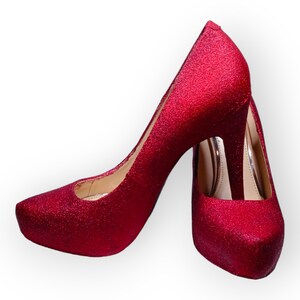 Glitter Heels / Triple Red Glitter Heels / Wedding Shoes / Sparkle ...