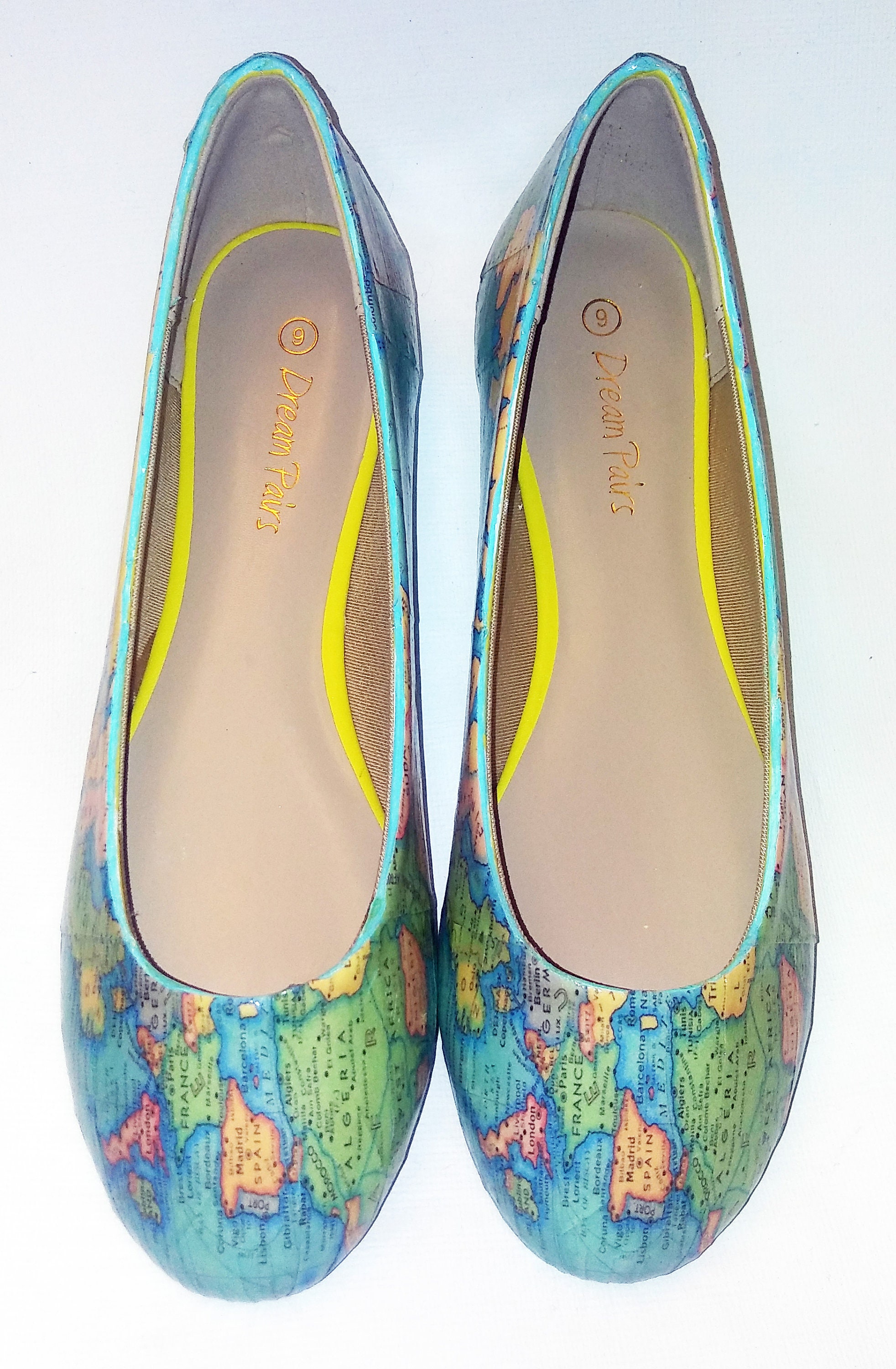 Decoupage World Map Shoes / Map Flats / Women's Decoupage | Etsy