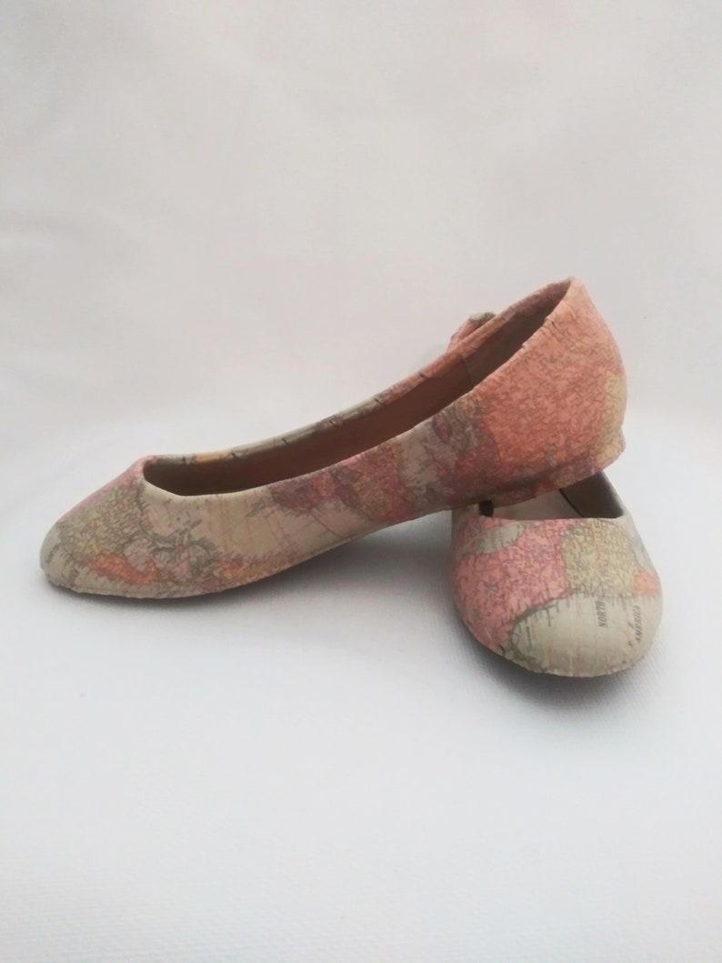 Decoupage World Map Shoes / Map Flats / Women's Decoupage | Etsy