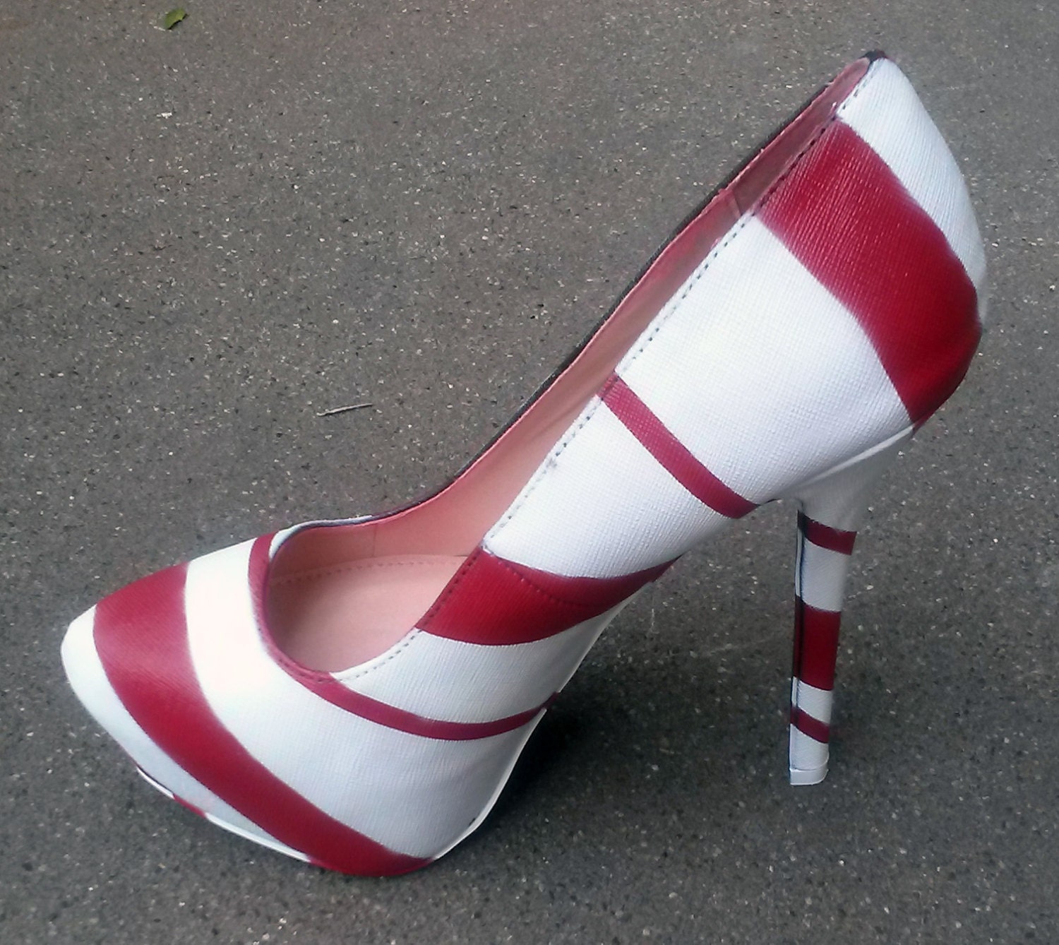 Candy Cane Heels / Christmas Shoes / Red & White Heels / - Etsy