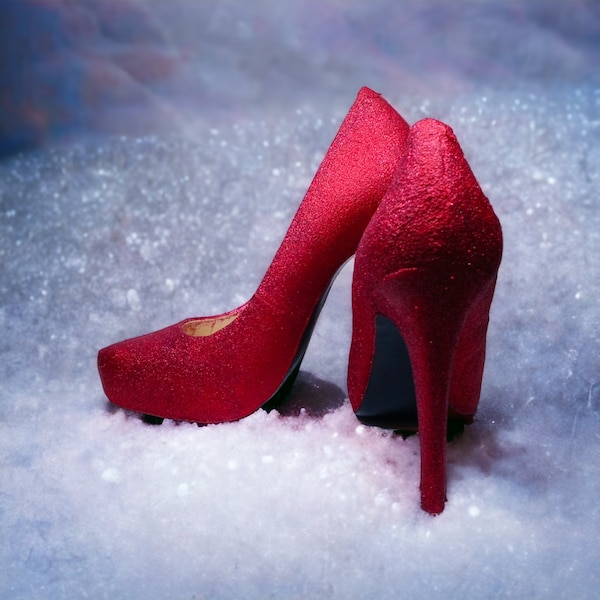 Red Glitter Heels - Etsy