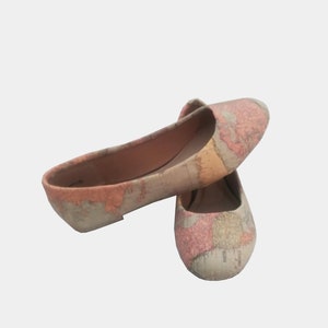 Decoupage World Map Shoes / Map Flats / Women's Decoupage Flats / Women ...