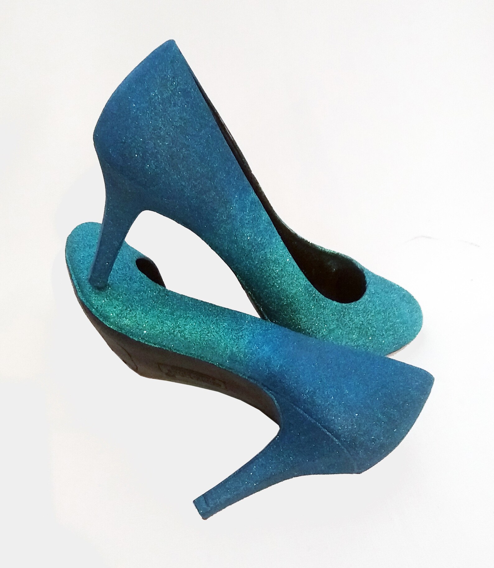 Ombre Glitter Heels / Turquoise Glitter Heels / Wedding Shoes - Etsy