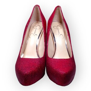 Glitter Heels / Triple Red Glitter Heels / Wedding Shoes / Sparkle ...