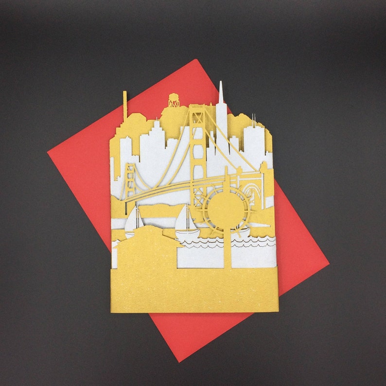 San Francisco Card San Francisco Skyline Art San Francisco - Etsy