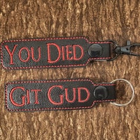 Dark Fantasy You Died/git Gud Keychain, Video Game Key Fob, Popular ...