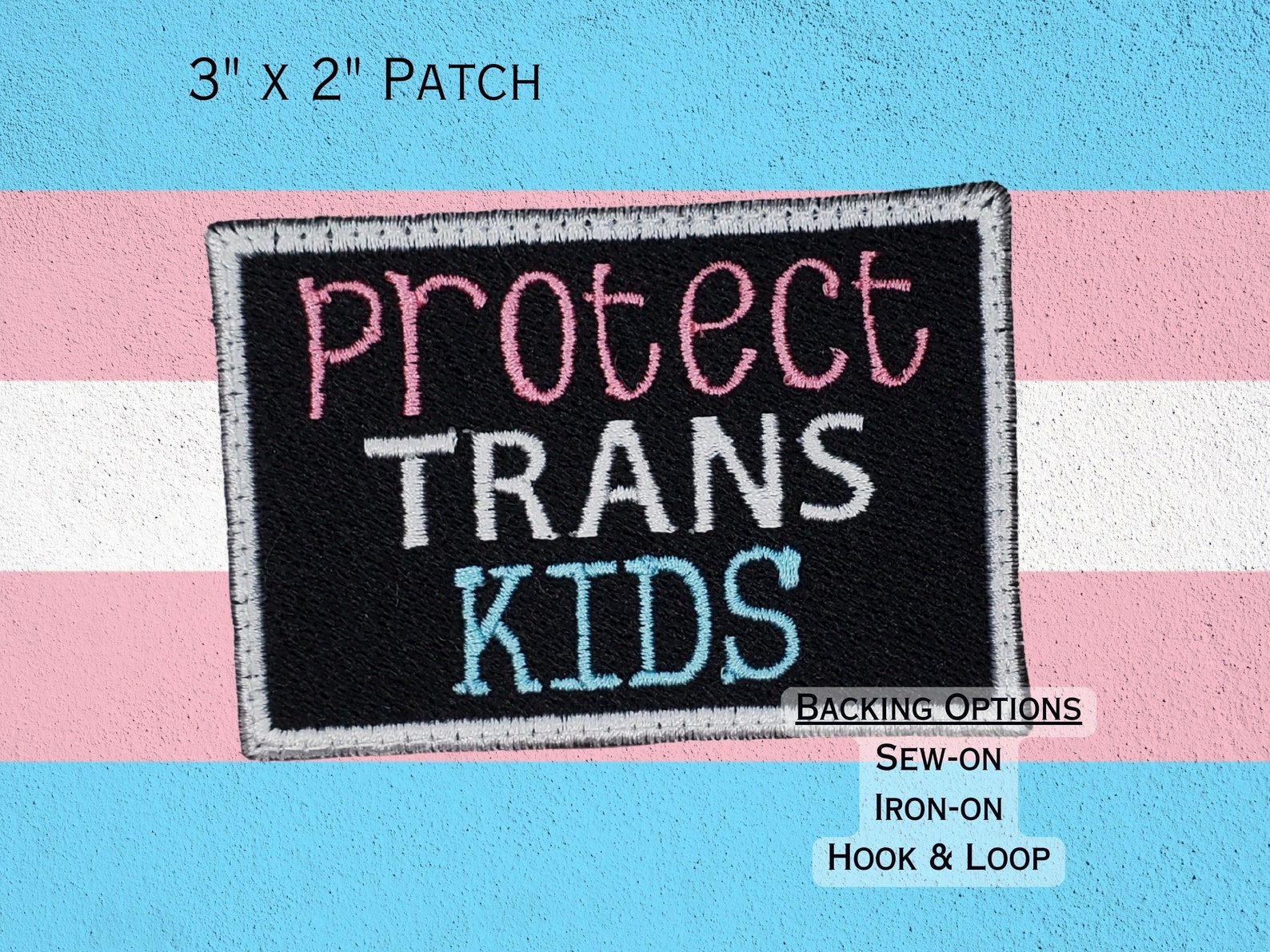 Protect Trans Kids Fully Embroidered Patch for Battle Vest, Metal ...