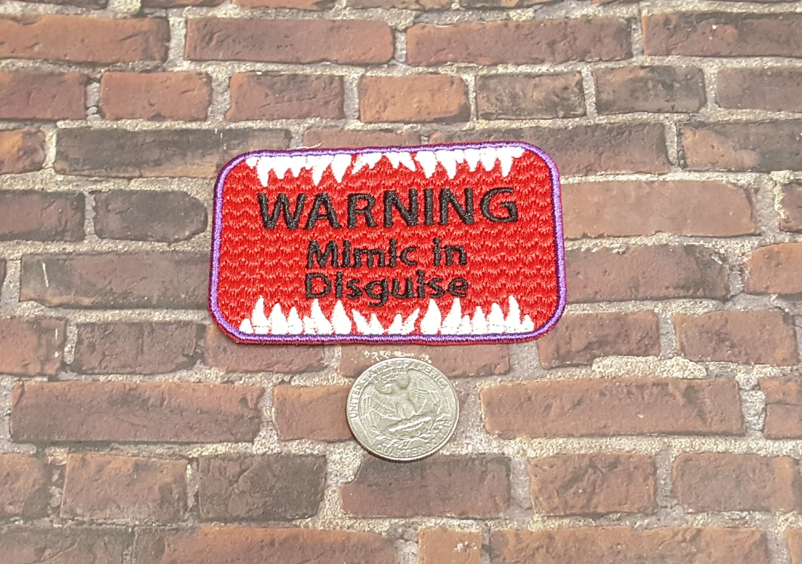 Warning Mimic in Disguise Patch Fully Embroidered Dnd Emblem - Etsy