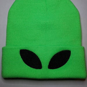 Neon Green Alien Beanie, Kawaii Fashion, Sci-fi Hat, Science Fiction ...