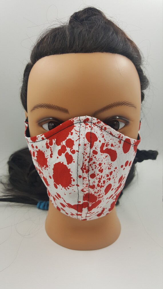 Blood Spatter Face Mask Double Layered Elastic Head Ties | Etsy