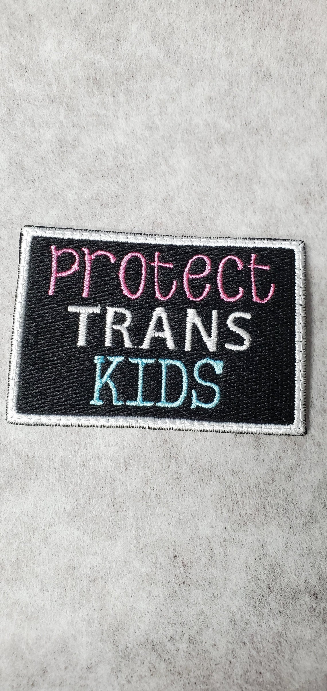 Protect Trans Kids Fully Embroidered Patch for Battle Vest, Metal ...