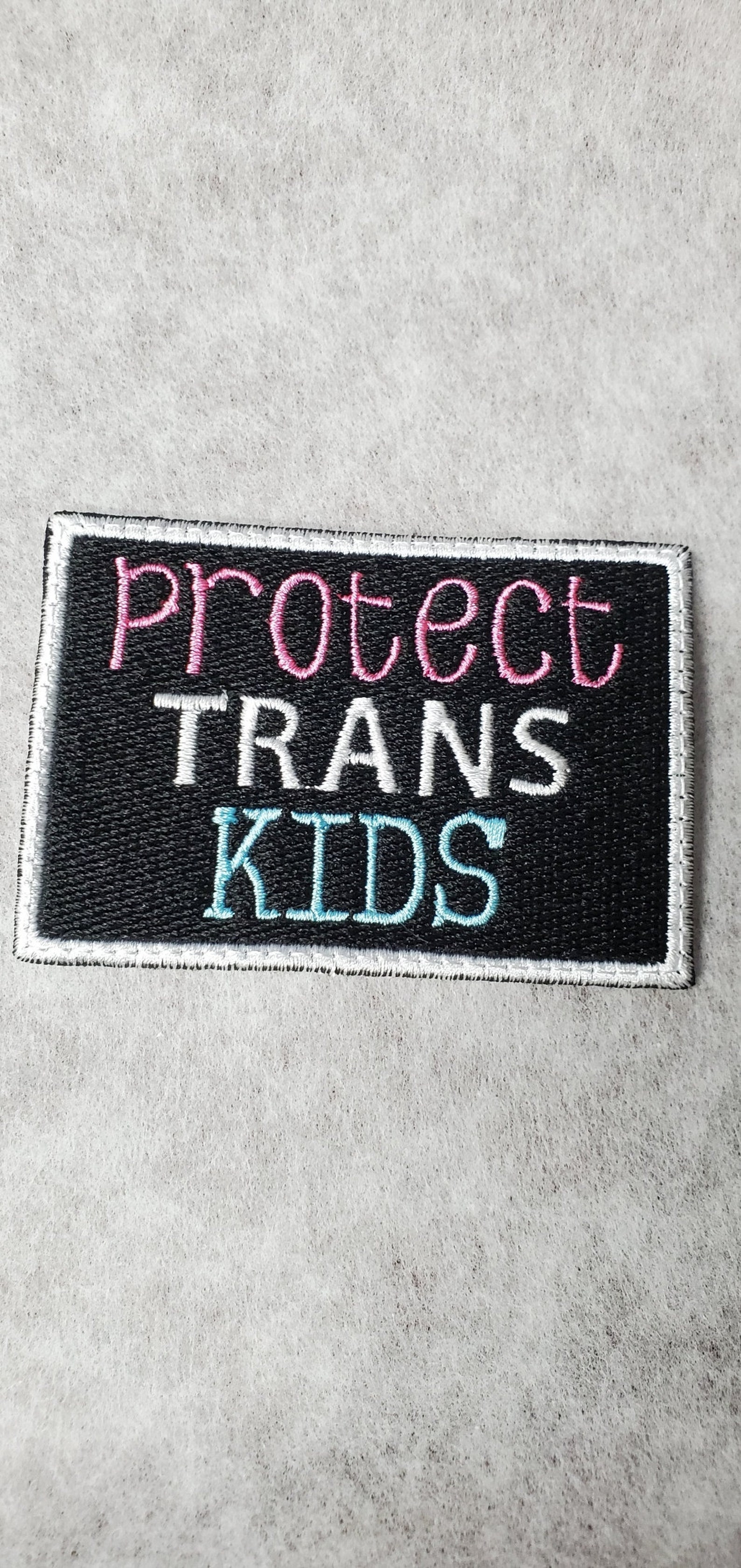 Protect Trans Kids Fully Embroidered Patch for Battle Vest, Metal ...