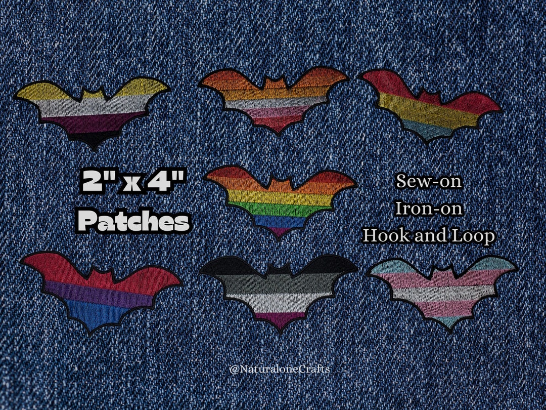 Cute Bat Pride Flag Patches, LGBTQIA+ Halloween Emblems, Spooky Gay Patches, Custom Patches ...