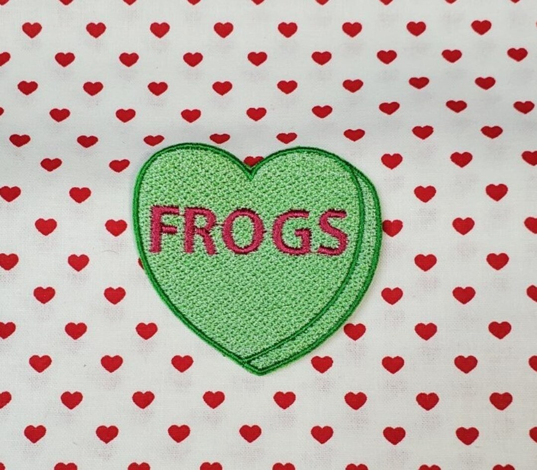 Frogs Candy Heart Patch, Valentine Emblem, Crude Candy Symbol, Fully ...