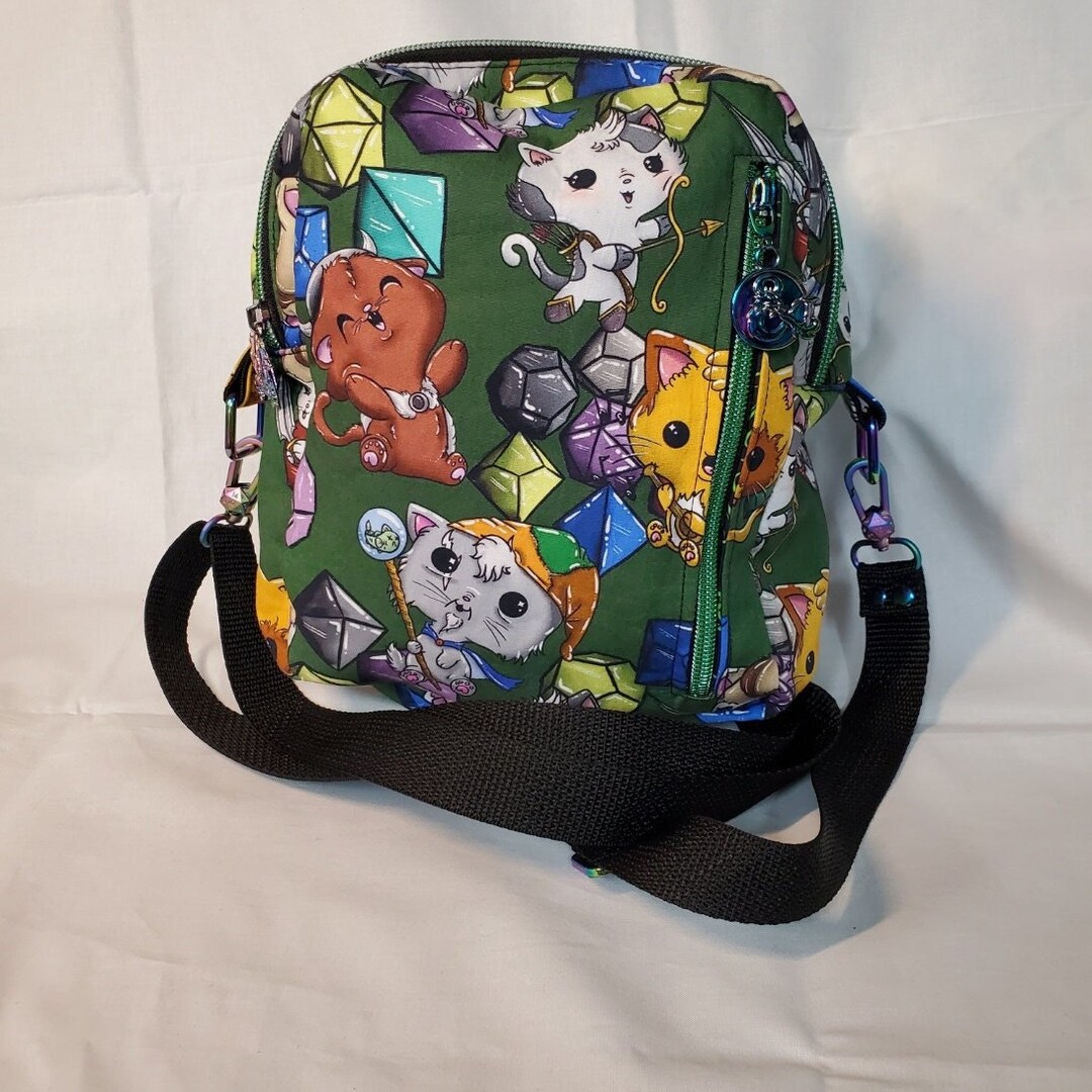 Cute Dnd Cat Dice Crossbody Bag, Dungeons and Dragons Purse, Flowery ...