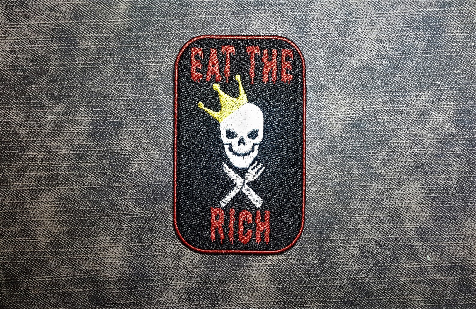 Eat the Rich Embroidered Patch, Skull and Crossbones, Protest Symbol (2 ...