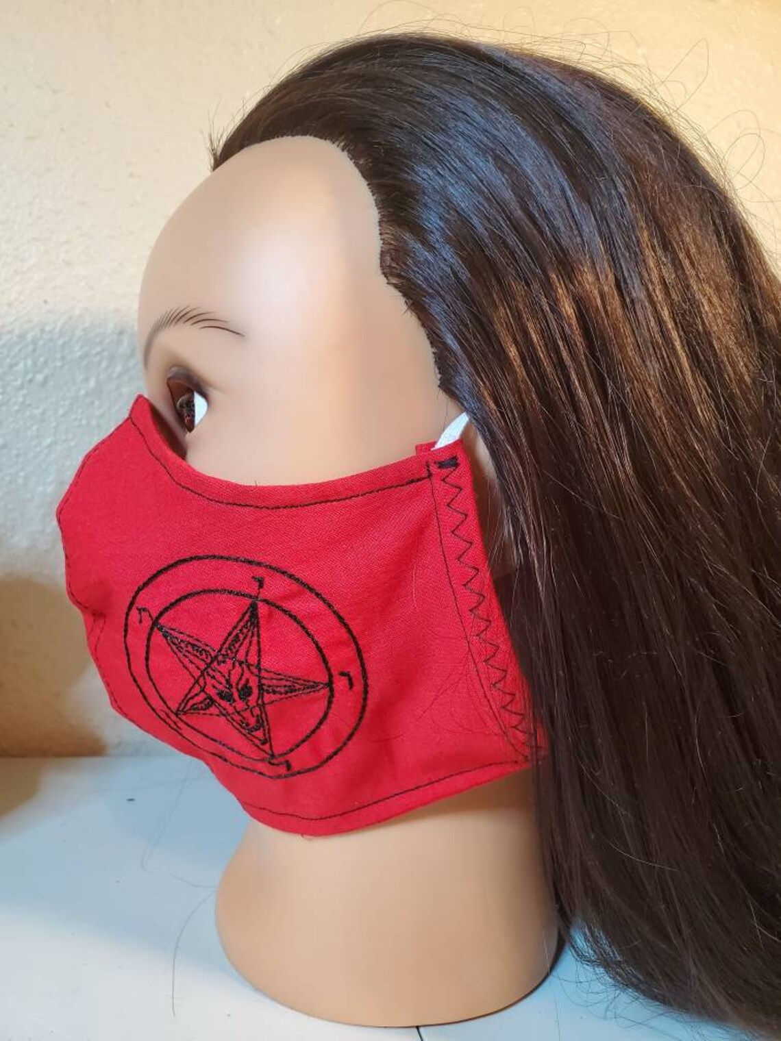 Baphomet Face Mask Red Satan Pentagram Double Layer - Etsy