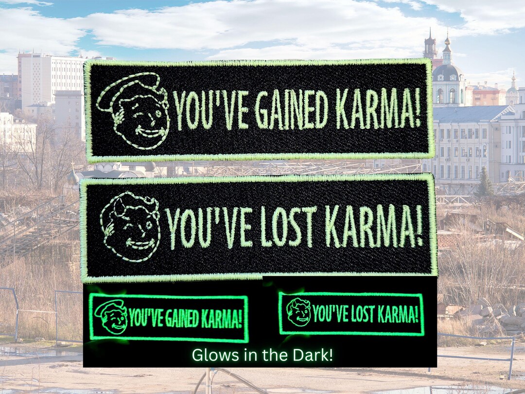 Glow in the Dark You've Gained/lost Karma Patches, Video Game Biker ...
