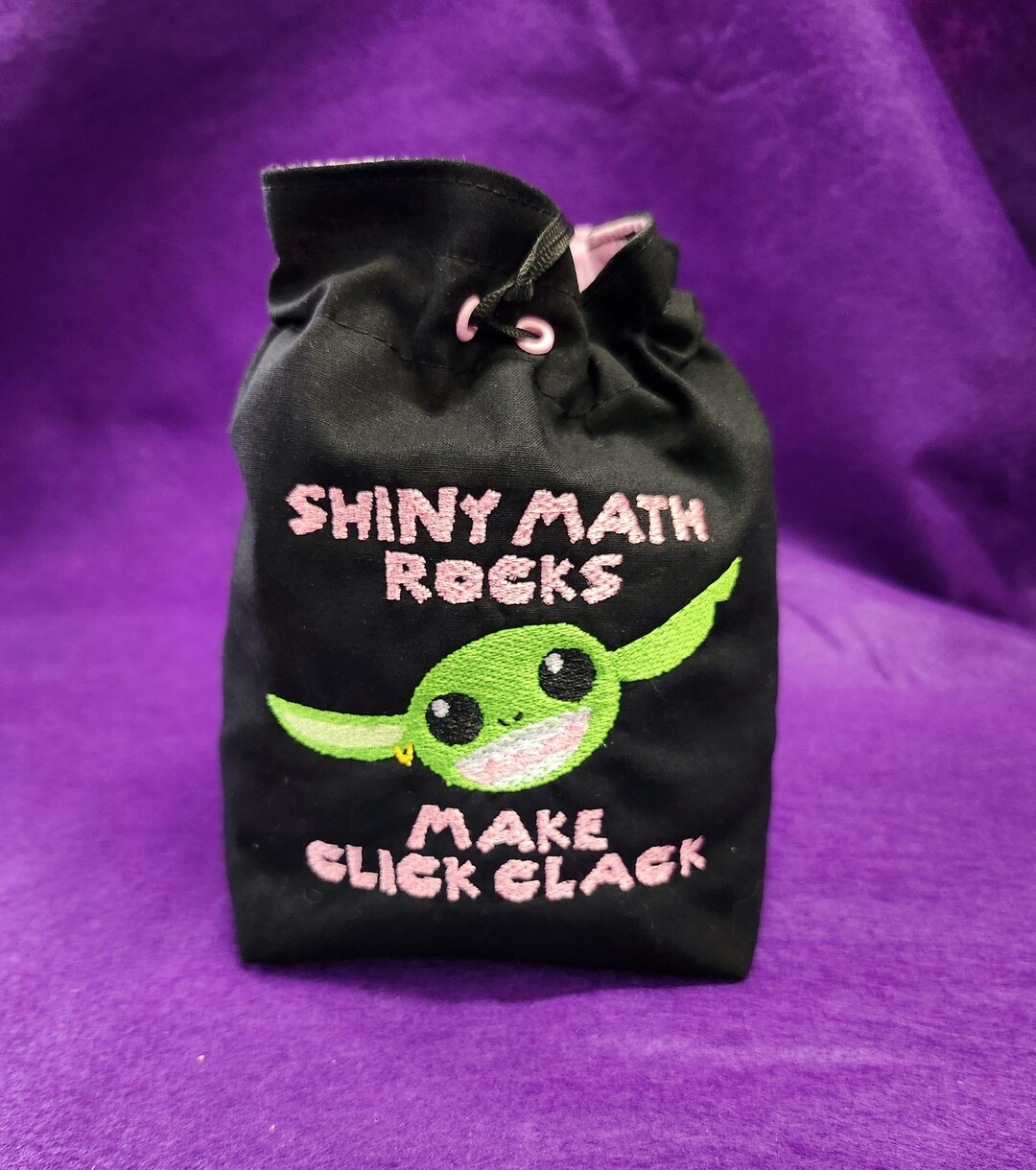 Shiny Math Rocks Make Click Clack Embroidered Cotton Dice Goblin Cinch ...