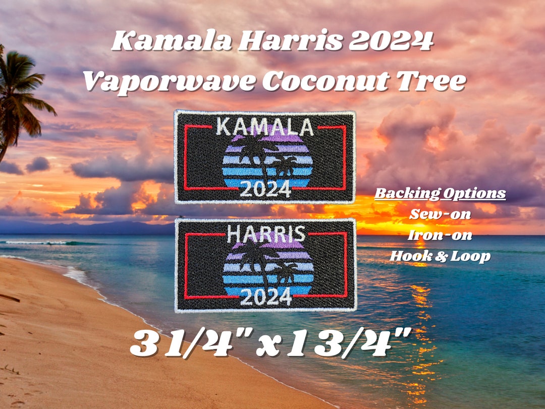 Kamala Harris 2024 Vaporwave Coconut Tree Patch, Fully Embroidered 2024 ...