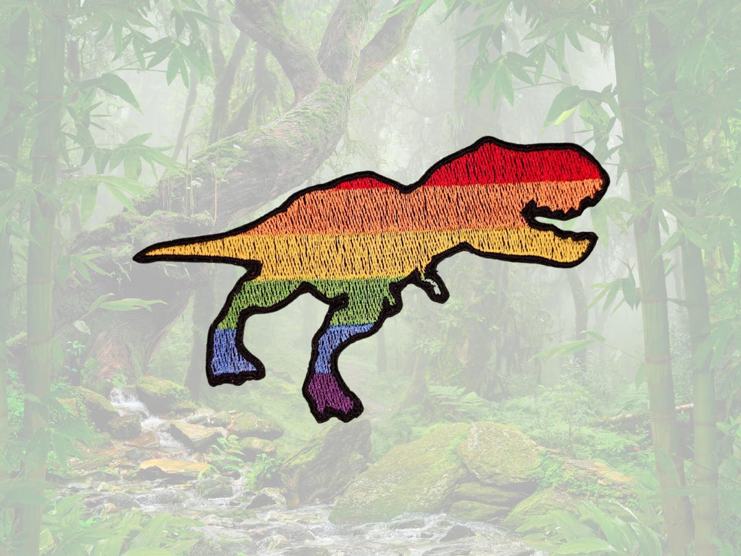 Rainbow Dinosaur | LGBTQ+ Pride Iron-on Dino Silhouette | Gay T-rex ...