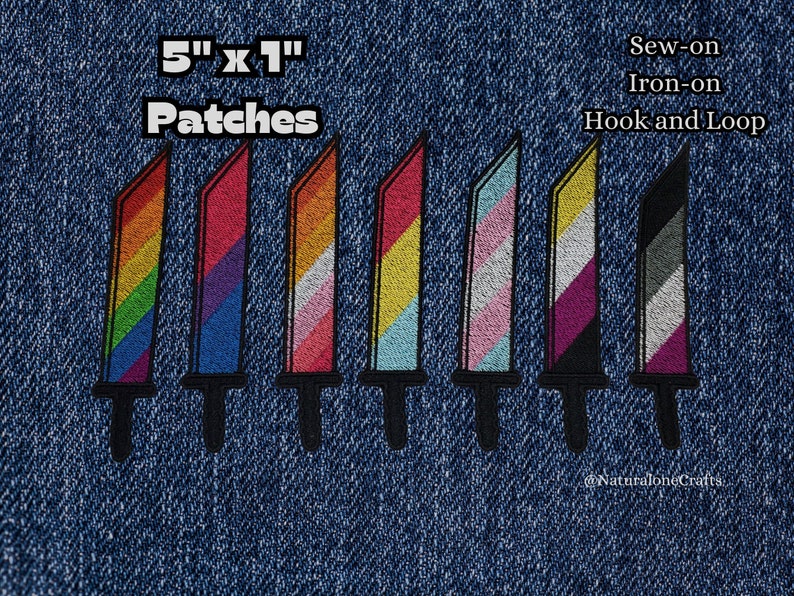 Fantasy Sword Pride Flag Patches, LGBTQIA+ Weapon Emblems, Video Game ...