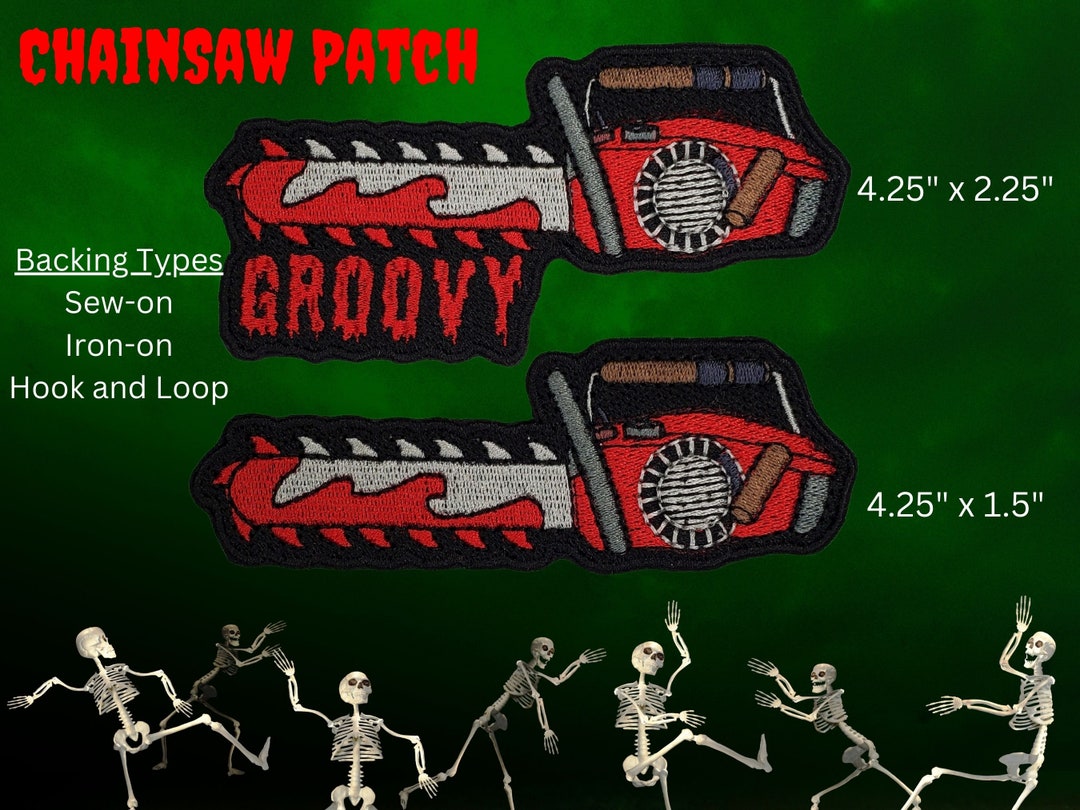 Groovy Bloody Chainsaw Patch, Horror Movie Morale Patch, Cult Classic Evil Vibes, Metal Patch - Etsy
