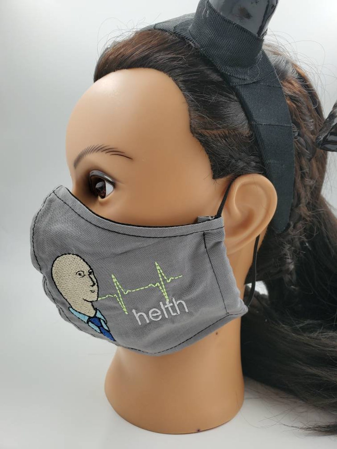 Helth Meme Face Mask, Adult, Washable, Reversible, Elastic, Head Ties ...