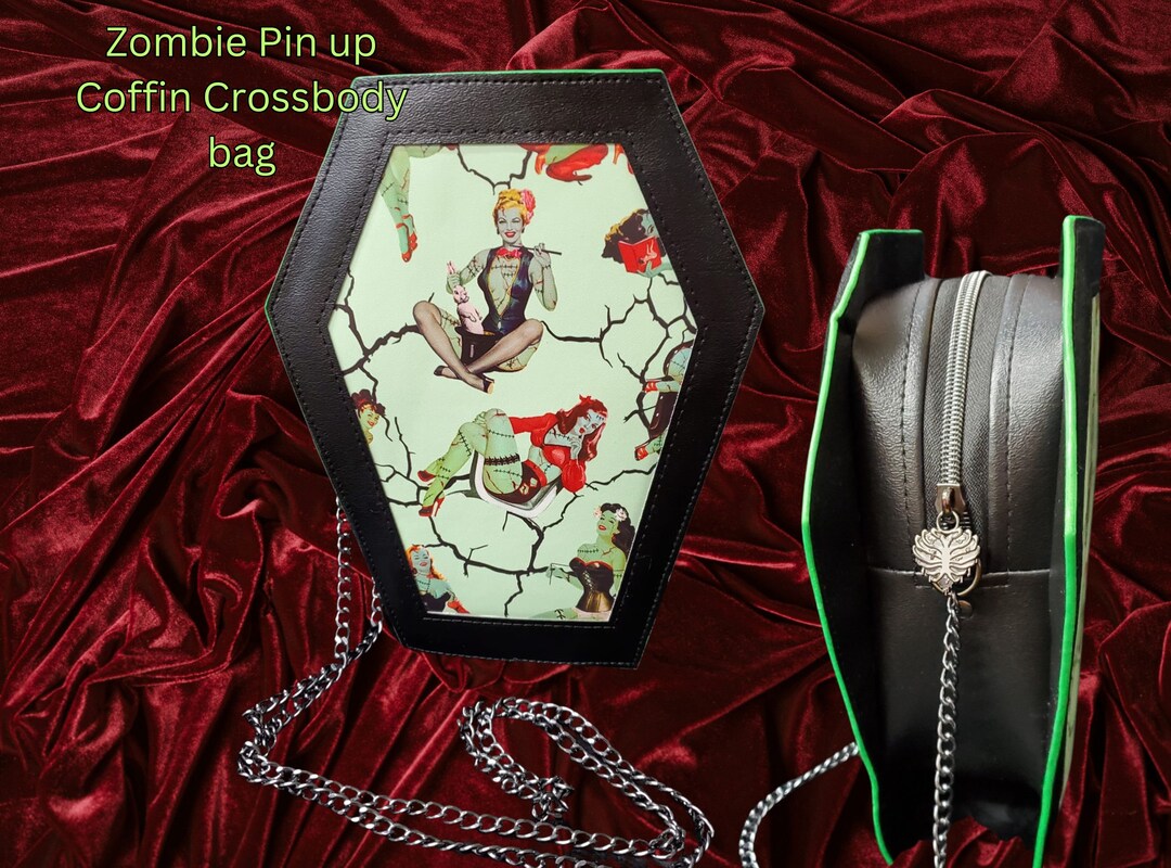 Zombie Pinup Coffin Purse, Goth Girlfriend, Gothic Bag, Handbag Retro ...