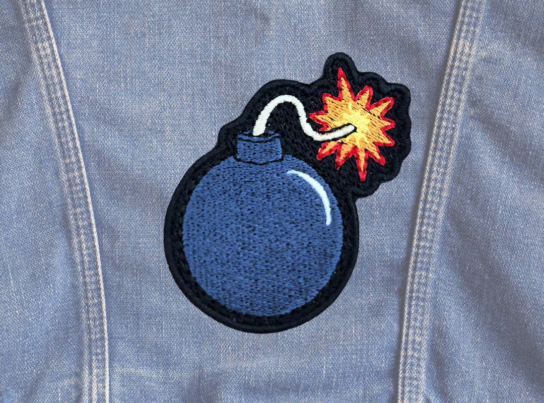 Cartoon Style Boom, Embroidery Patch, Dcc-inspired, Carl Donut and ...