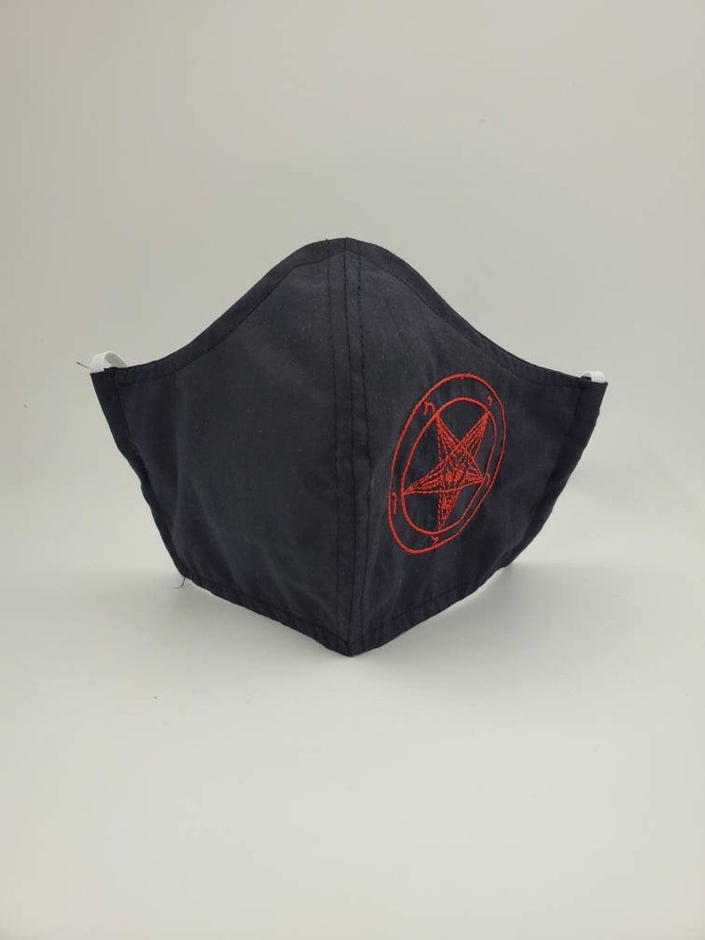 Baphomet Face Mask Red Satan Pentagram Double Layer | Etsy