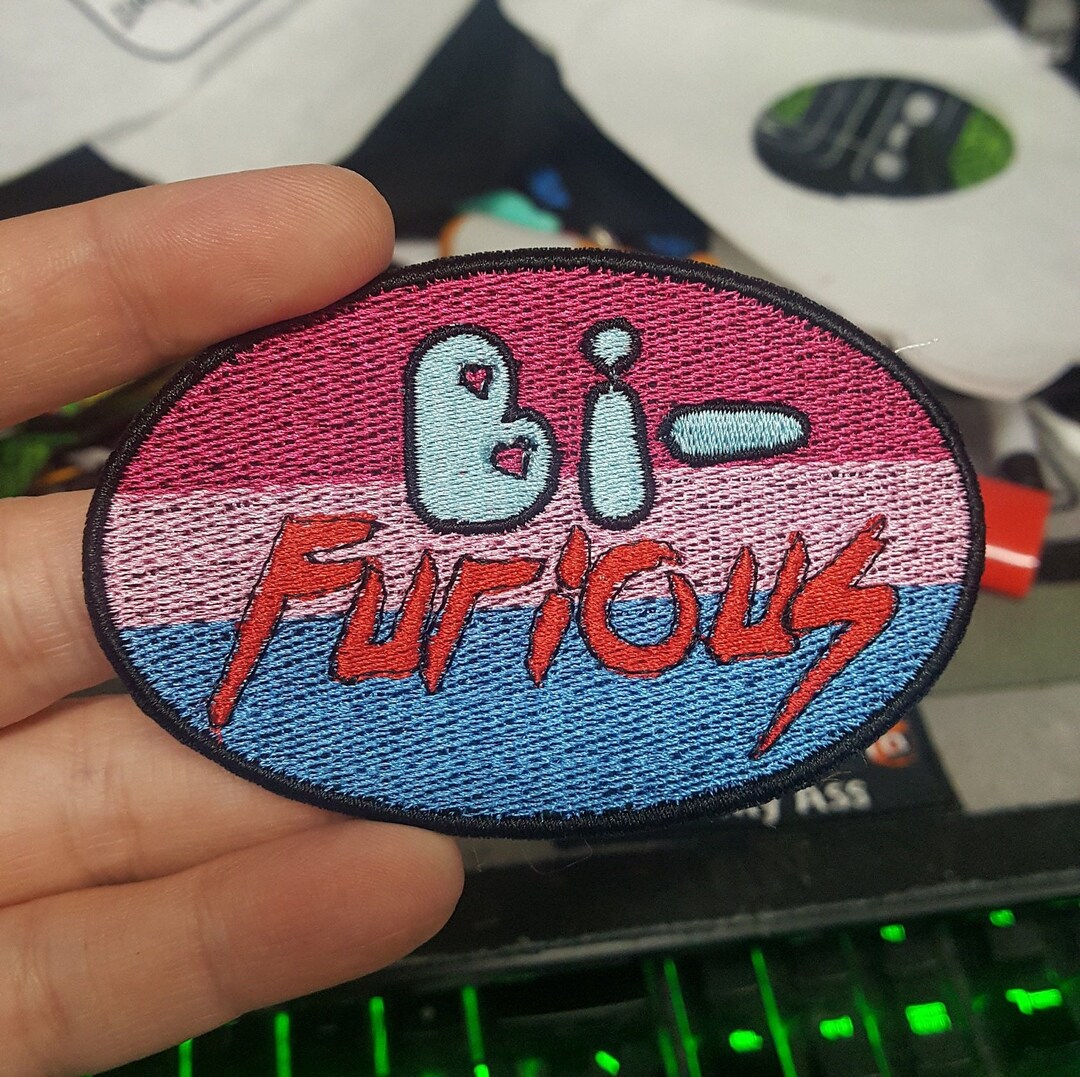 Bi-furious Patch Fully Embroidered, Pride Bisexual Flag Badge, Feisty ...