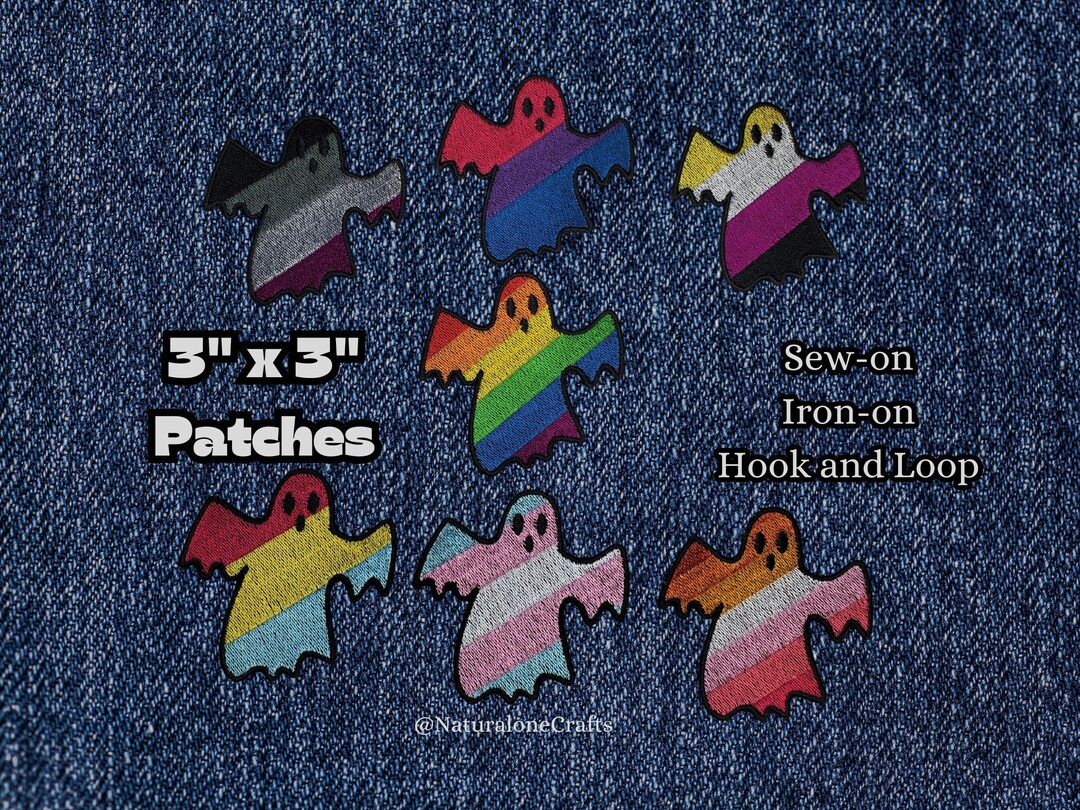 Cute Ghost Pride Flag Patches, LGBTQIA+ Halloween Emblems, Spooky Gay ...