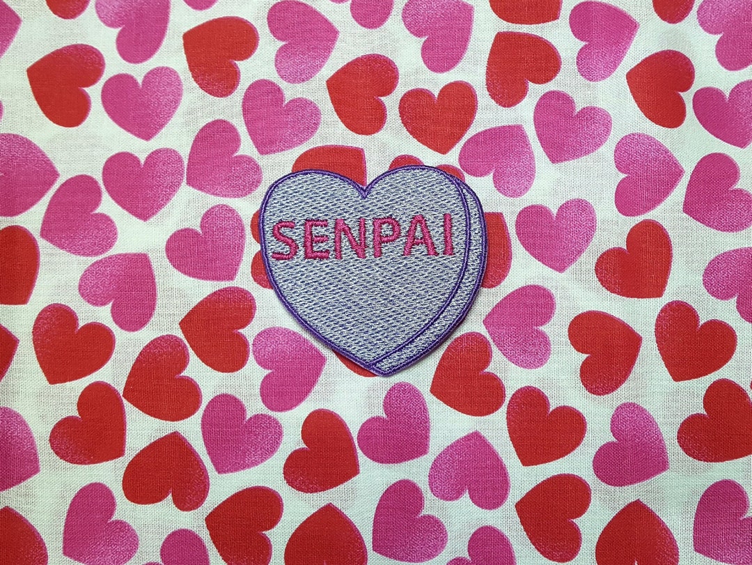 Senpai Candy Heart Patch, Valentine Emblem, Crude Candy Symbol, Fully Embroidered Heart Morale ...