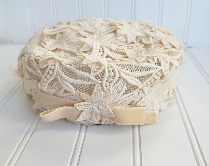 Vintage Womens Hat 1950s Suzy Michelle Original Cut Lace Pill Box Hat ...