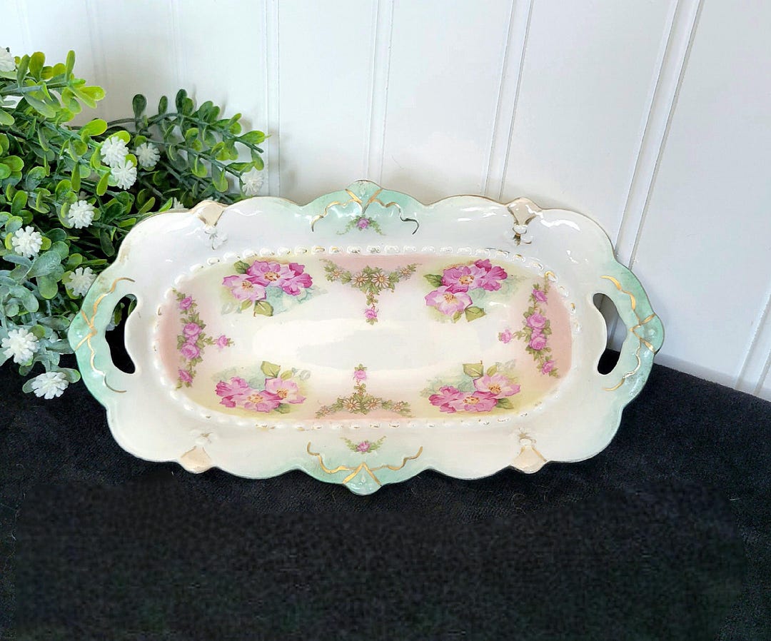 Antique M. Z. Austrian Porcelain Dish: Floral Shabby Chic Decor - Etsy