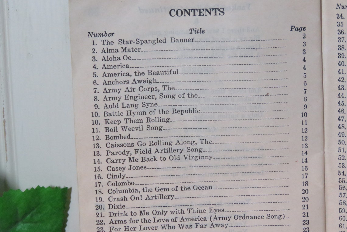 Army Song Book World War II Army Song Lyrics Booklet - Etsy
