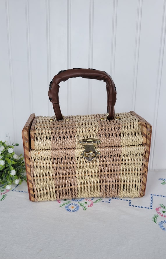 Vintage 1950s Wicker Purse Box Purse Hong Kong Mid Ce… - Gem