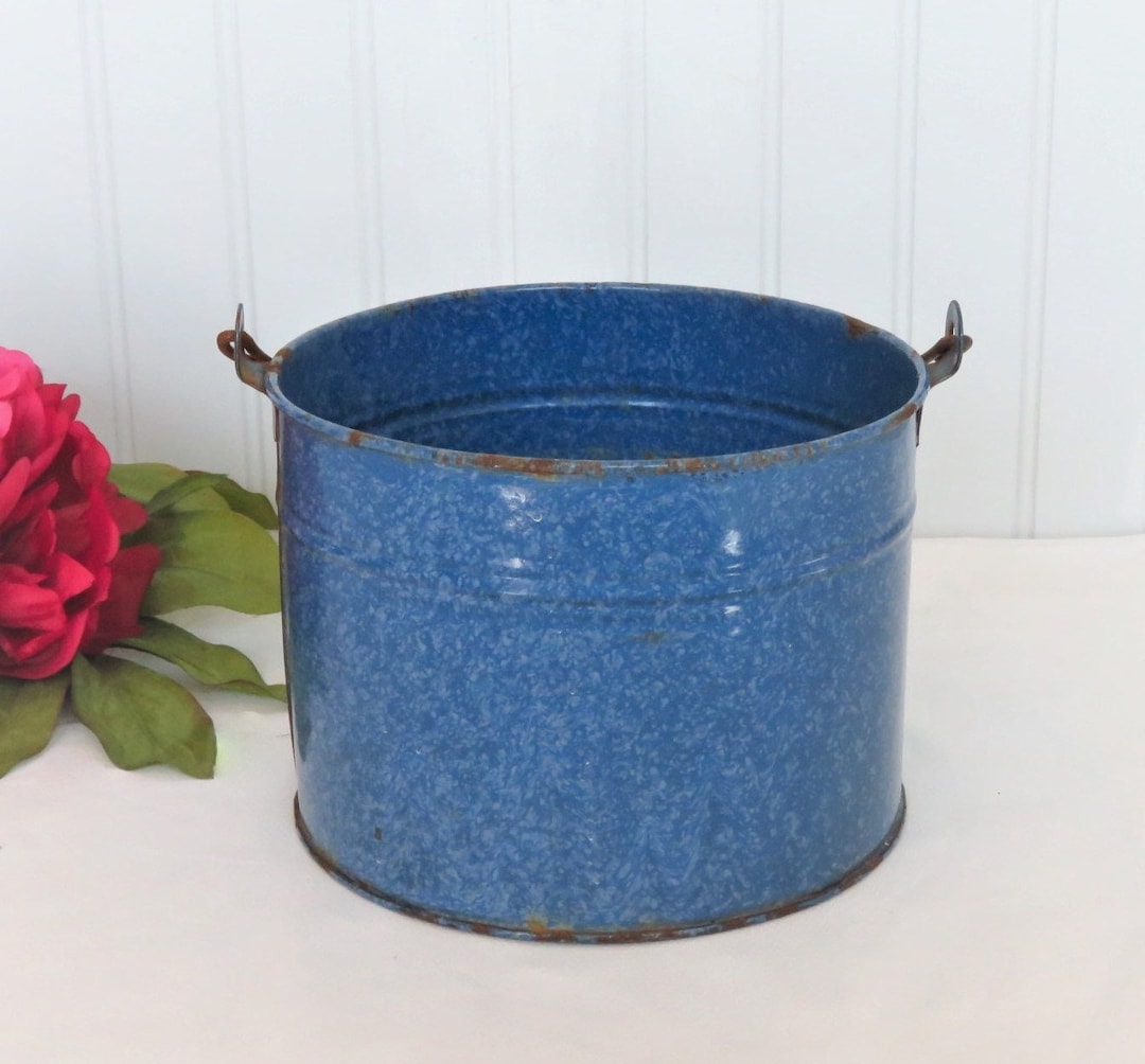 Blue Graniteware Berry Bucket Berry Pail, Blue Enamelware Bucket ...