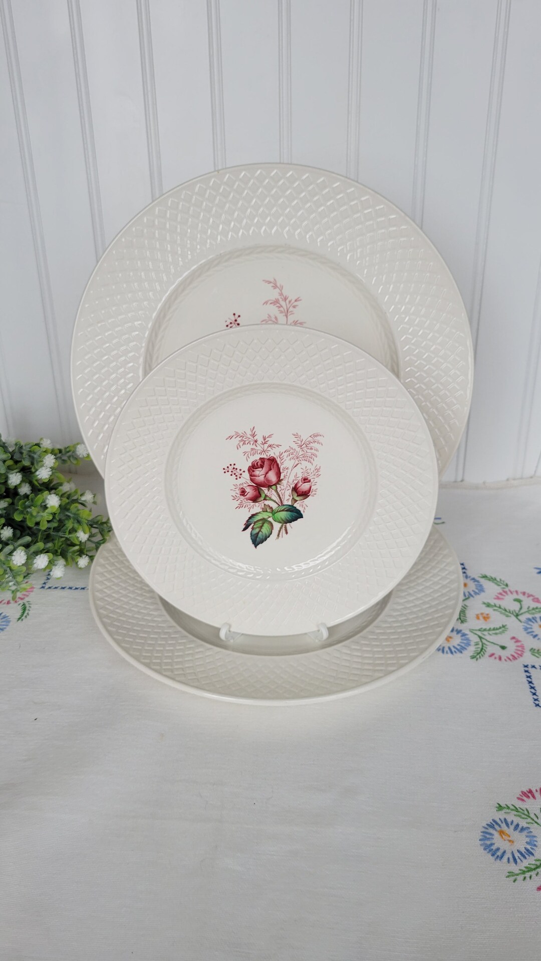 Copeland Spode China Pink Roses Lady Anne Plates Pink Floral English ...