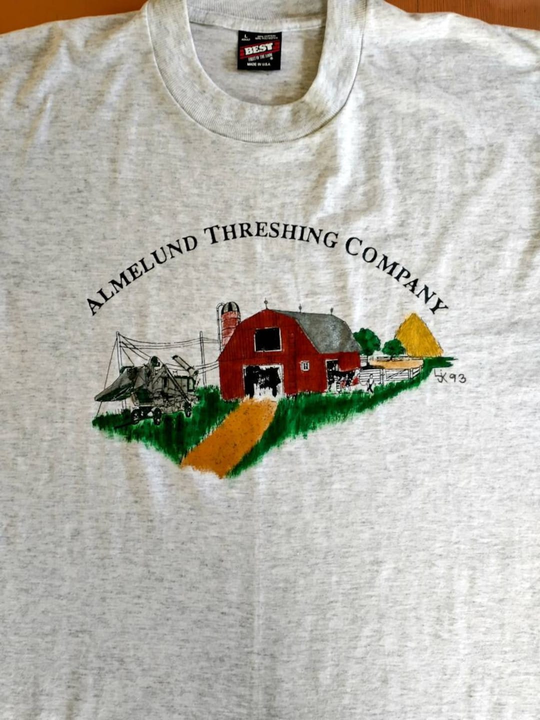 Vintage Farm T Shirt NOS Adult Large Unisex Single Stitch Barn Silo Cow ...