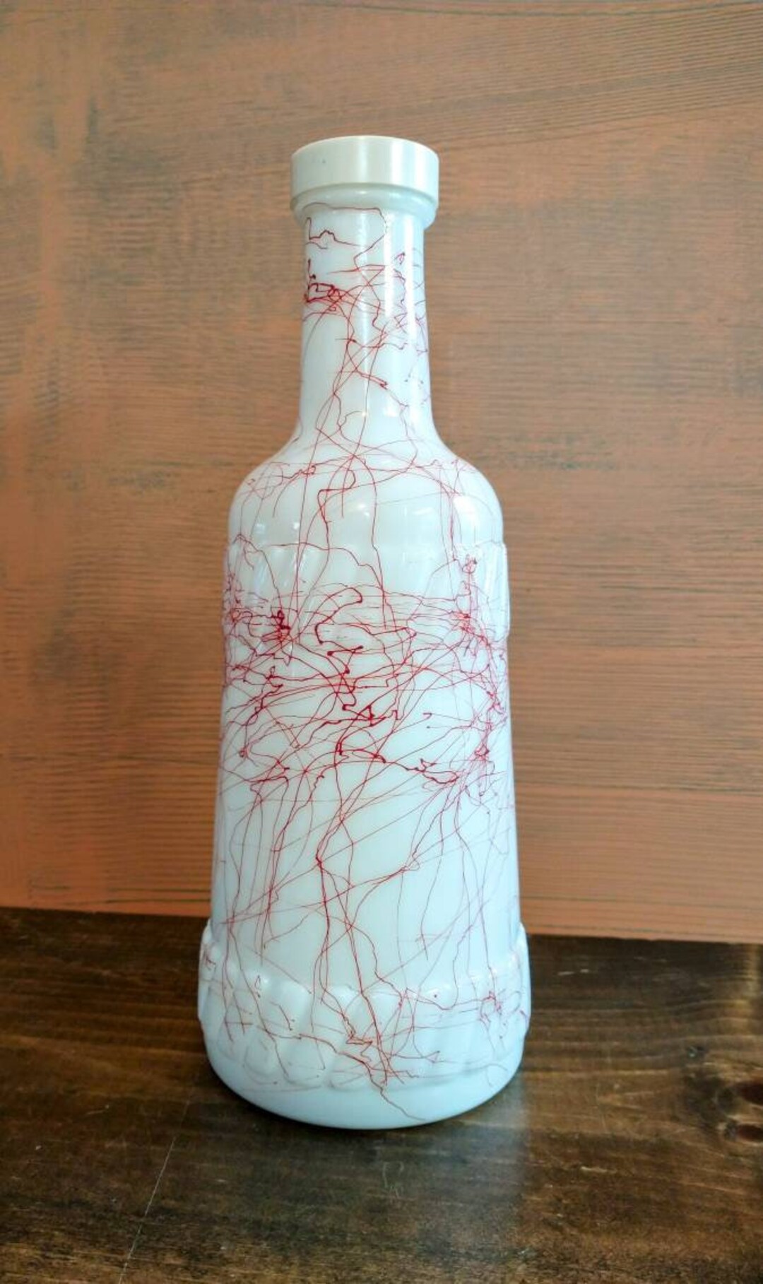 Vintage Hazel Atlas Swirl Milk Glass Decanter Bottle W/lid Excellent ...