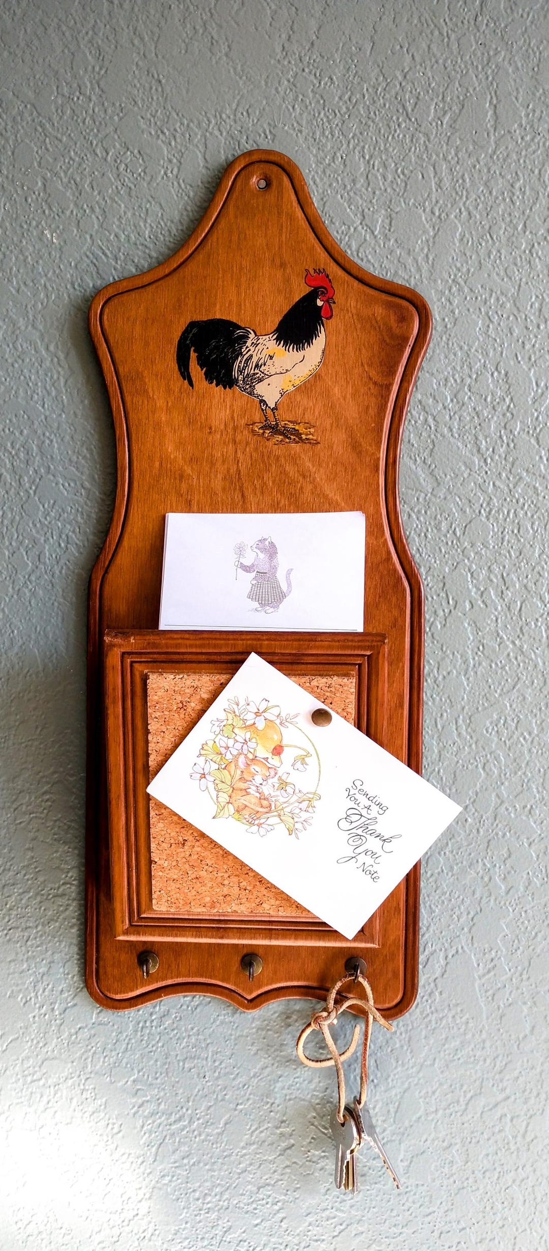 Rustic Vintage Farmhouse Kitchen Message Board Letter Mail Holder Key ...