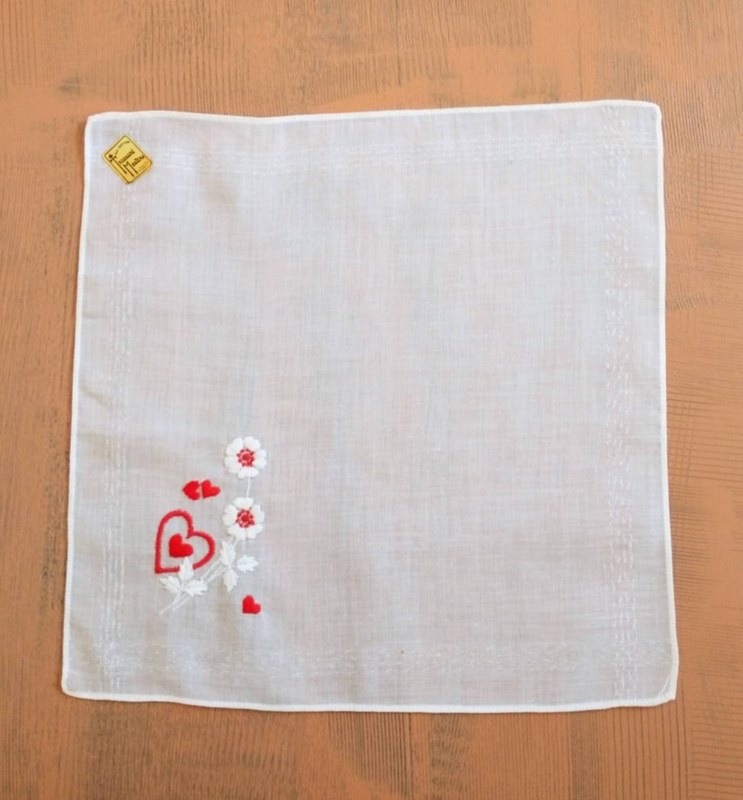NEW OLD STOCK Vintage Valentine Handkerchief Hanky Hankie With Tag Made ...