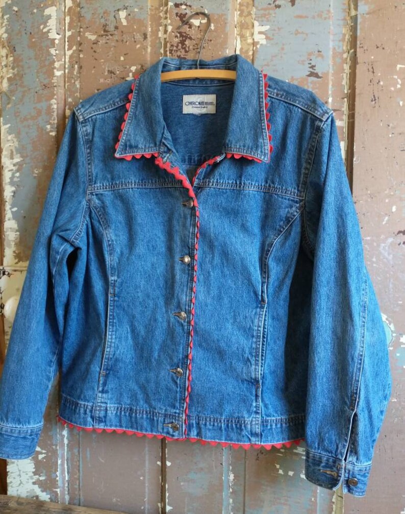 Women's Denim Jacket Jean Jacket Vintage Cherokee Brand Embellished ...
